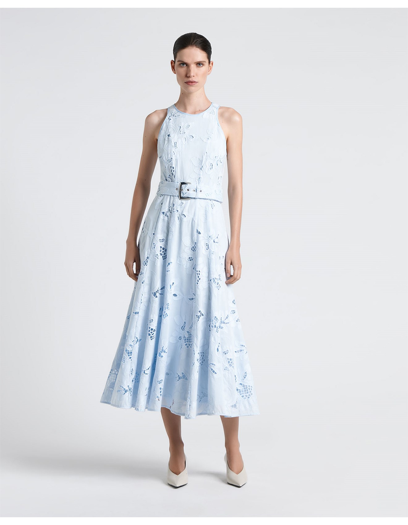 Cue Cotton Embroidered Midi Dress | David Jones