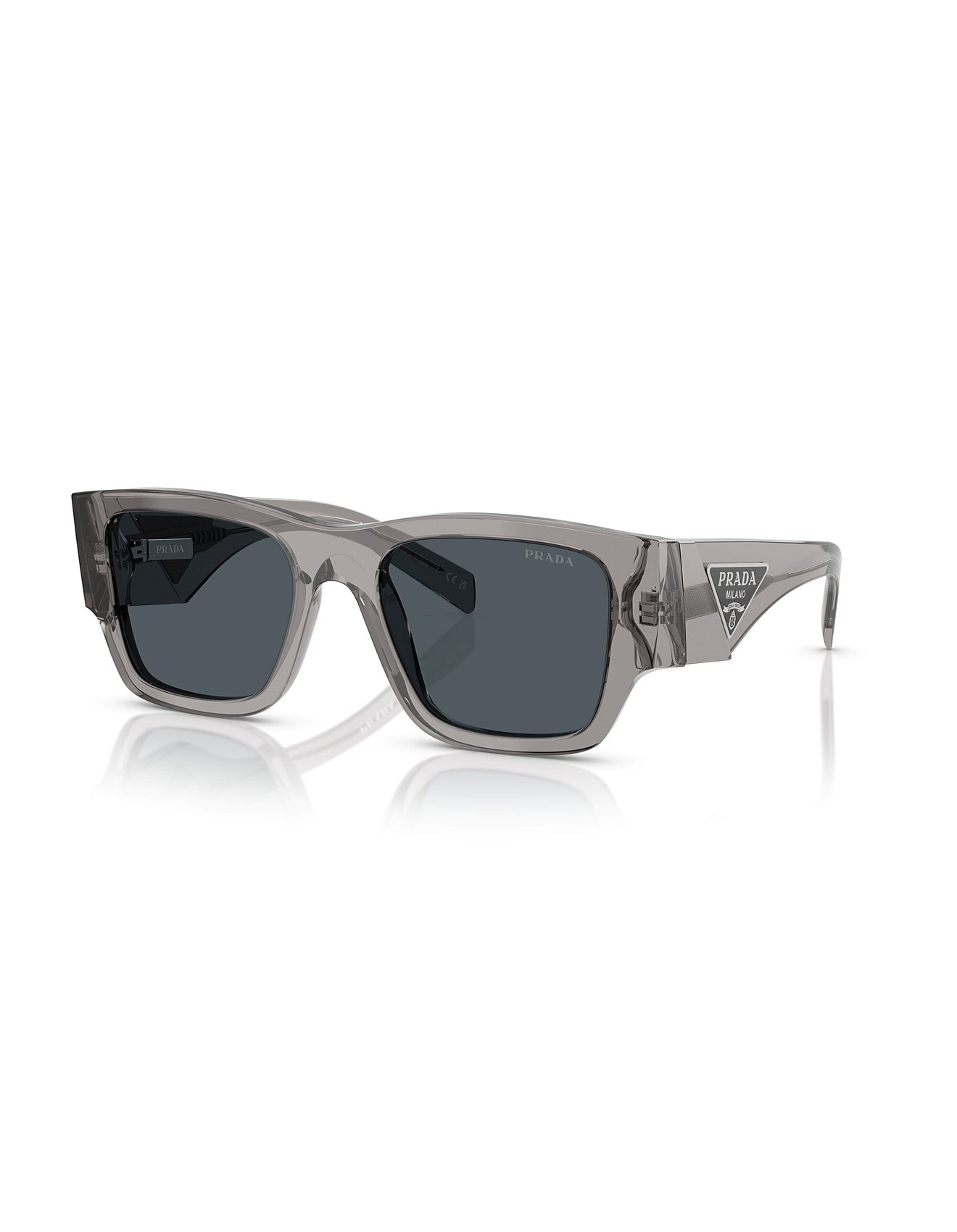 Prada Pillow Transparent Asphalt Dark Grey Sunglasses | David Jones