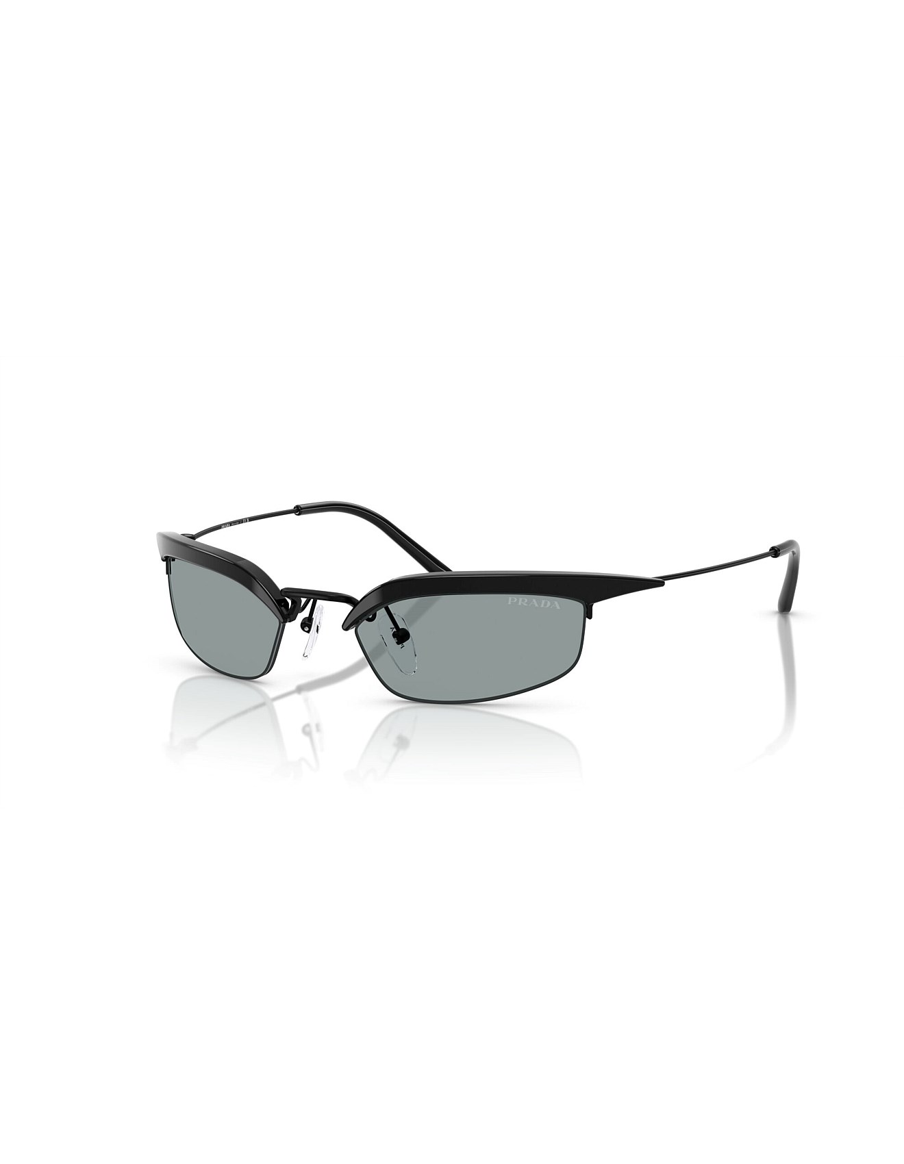Prada Rectangle Black Dark Grey Sunglasses | David Jones