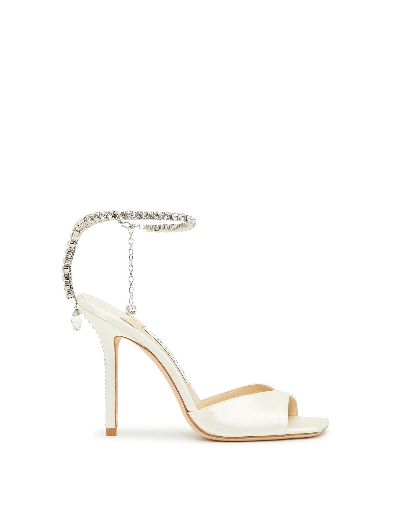 Jimmy Choo Saeda Sandal 100 Crystal Embellished Satin Sandals | David Jones