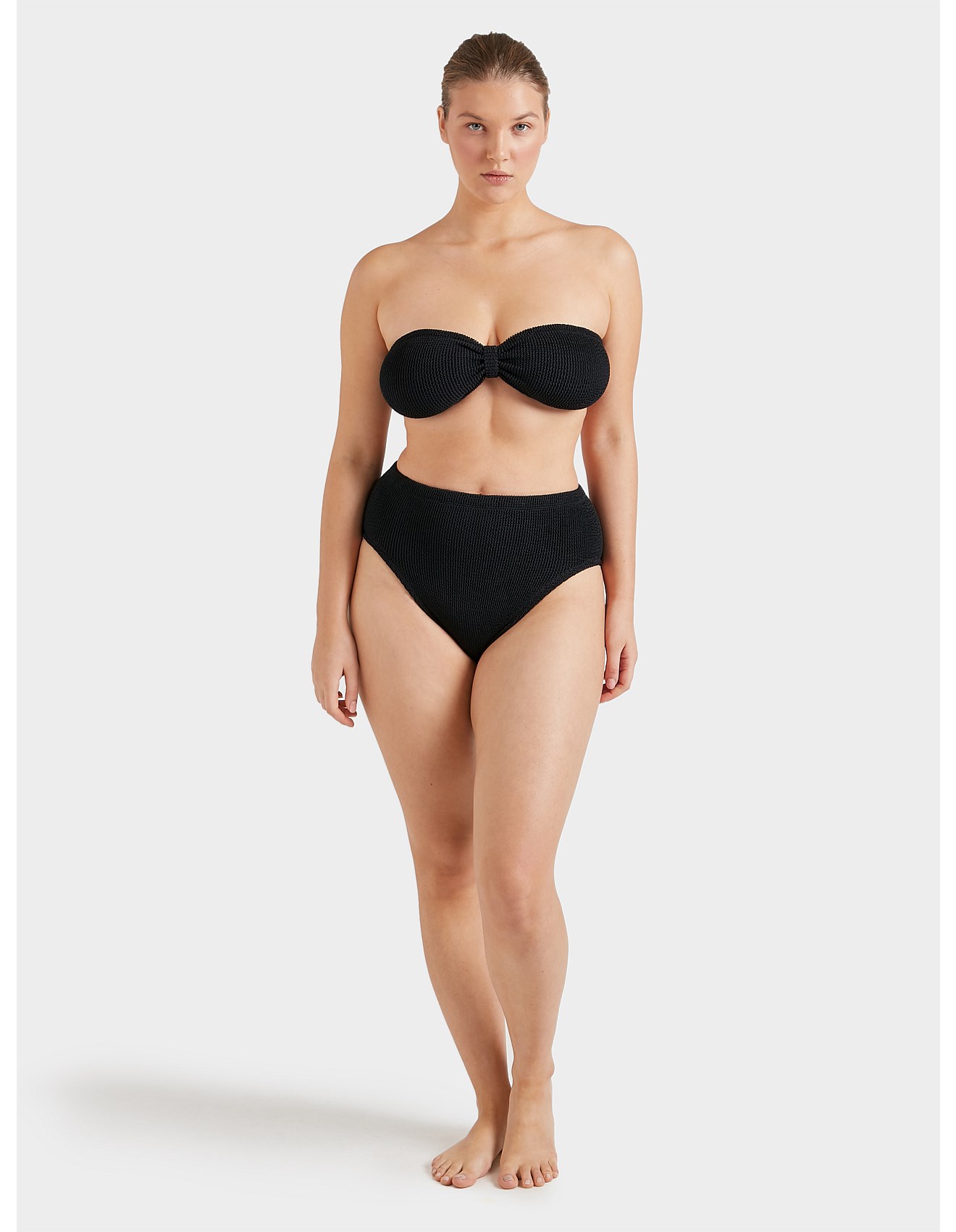 Hunza G Ruby Bikini High Waist Bandeau Set Black | David Jones