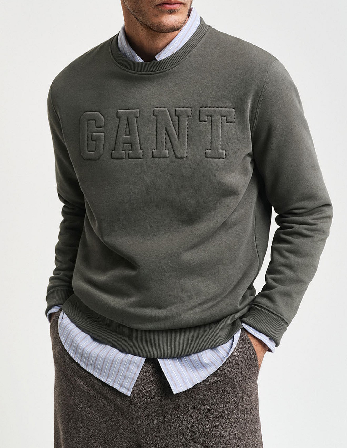 Gant Embossed Crew Neck Sweatshirt | David Jones