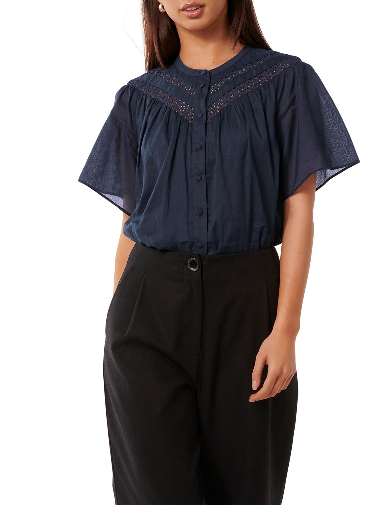 Forever New Luka Trimmed Yoke Blouse | David Jones