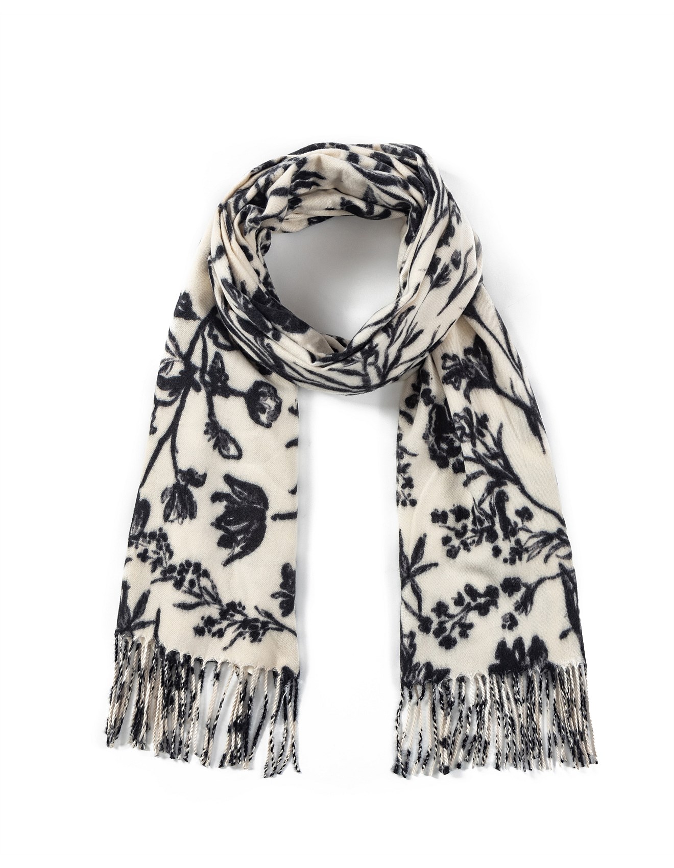 Gregory Ladner Floral Print Scarf With Fringe | David Jones