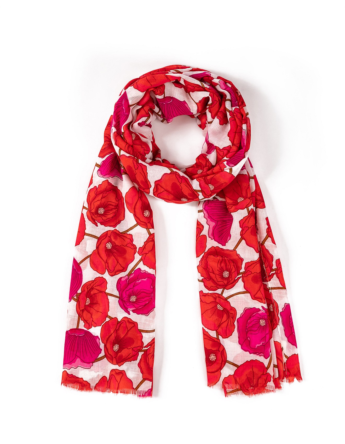 Gregory Ladner Poppy Print Scarf | David Jones