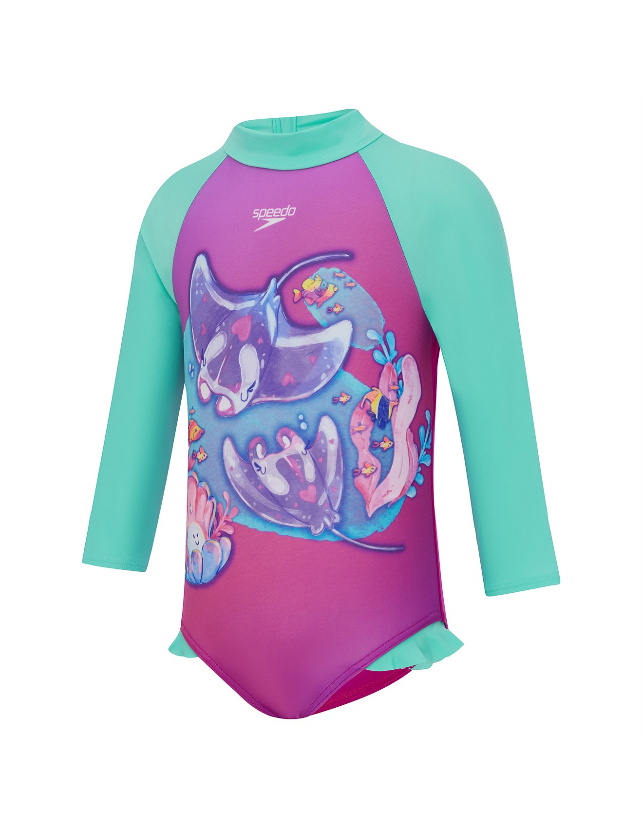 Speedo Toddler Girls Long Sleeve Frill Swimsuit | David Jones