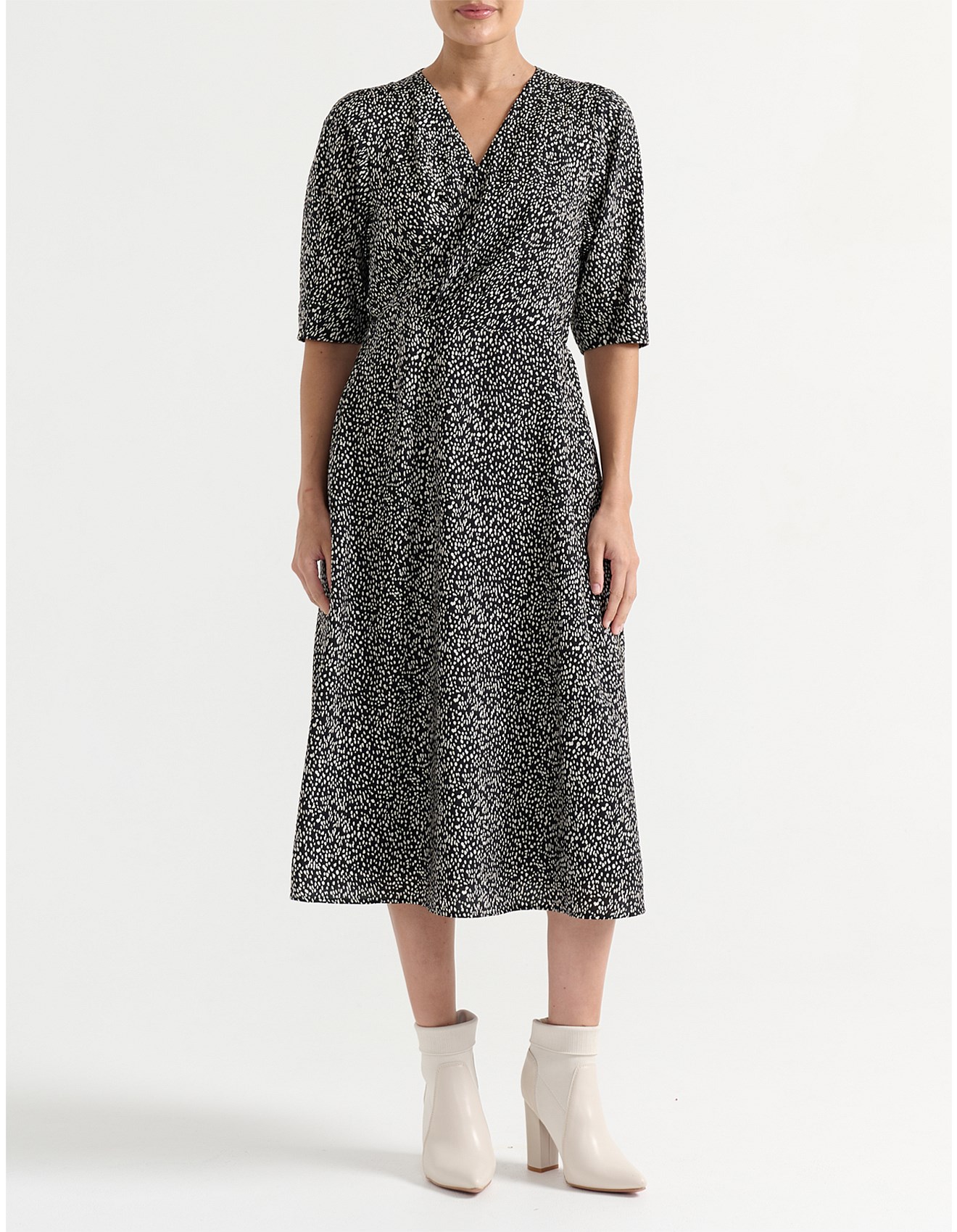 David Jones Collection Cross Front Half Sleeve Dress | David Jones