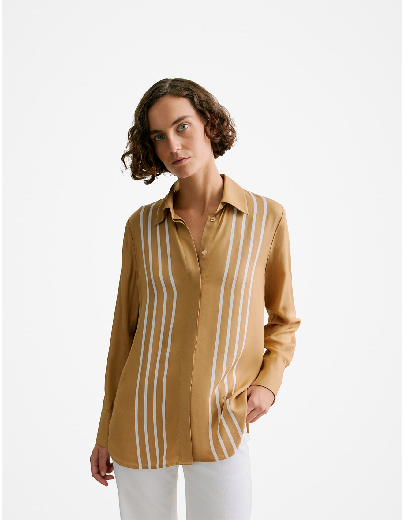 Trenery Mini Twill Column Stripe Shirt | David Jones