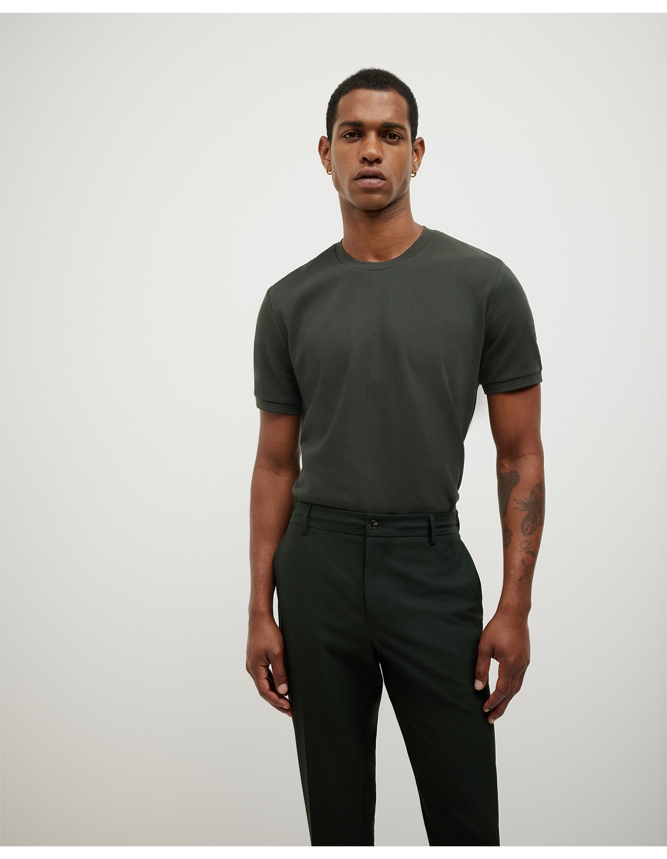 Politix Slim Fit Jacquard Texture Tee | David Jones