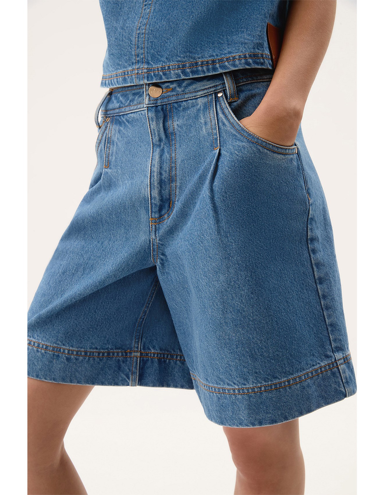 Aje Studio Flynn Longline Denim Short | David Jones
