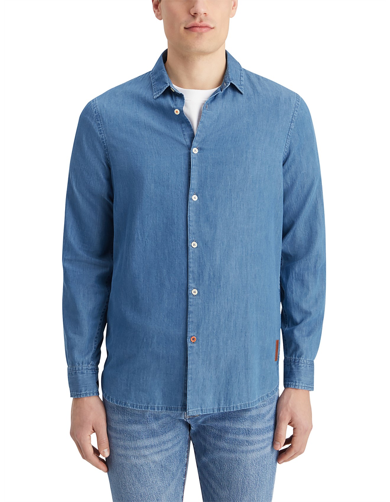 Scotch & Soda Smart Indigo Lightweight Denim Shirt With Sleeve ...