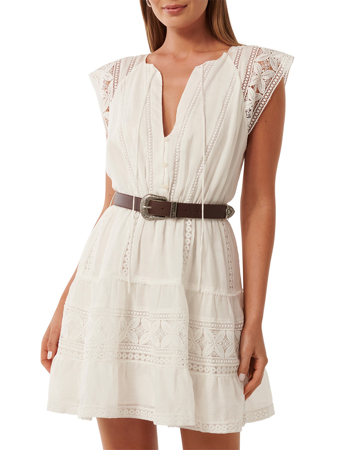 Forever New Sarah Belted Trim Mini Dress | David Jones