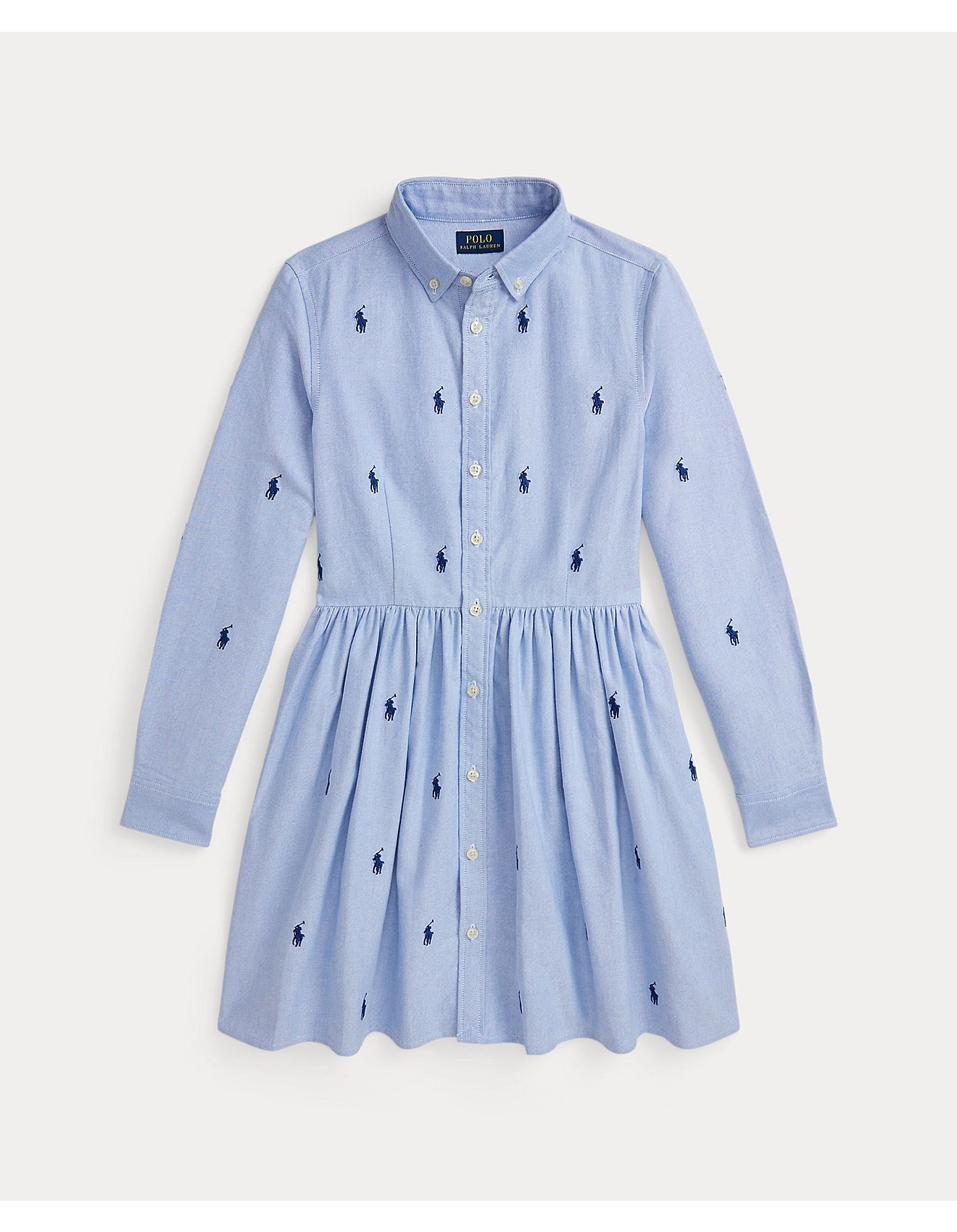Polo Ralph Lauren Kids All Over Embroidered Logo Pleat Dress (7-16 ...