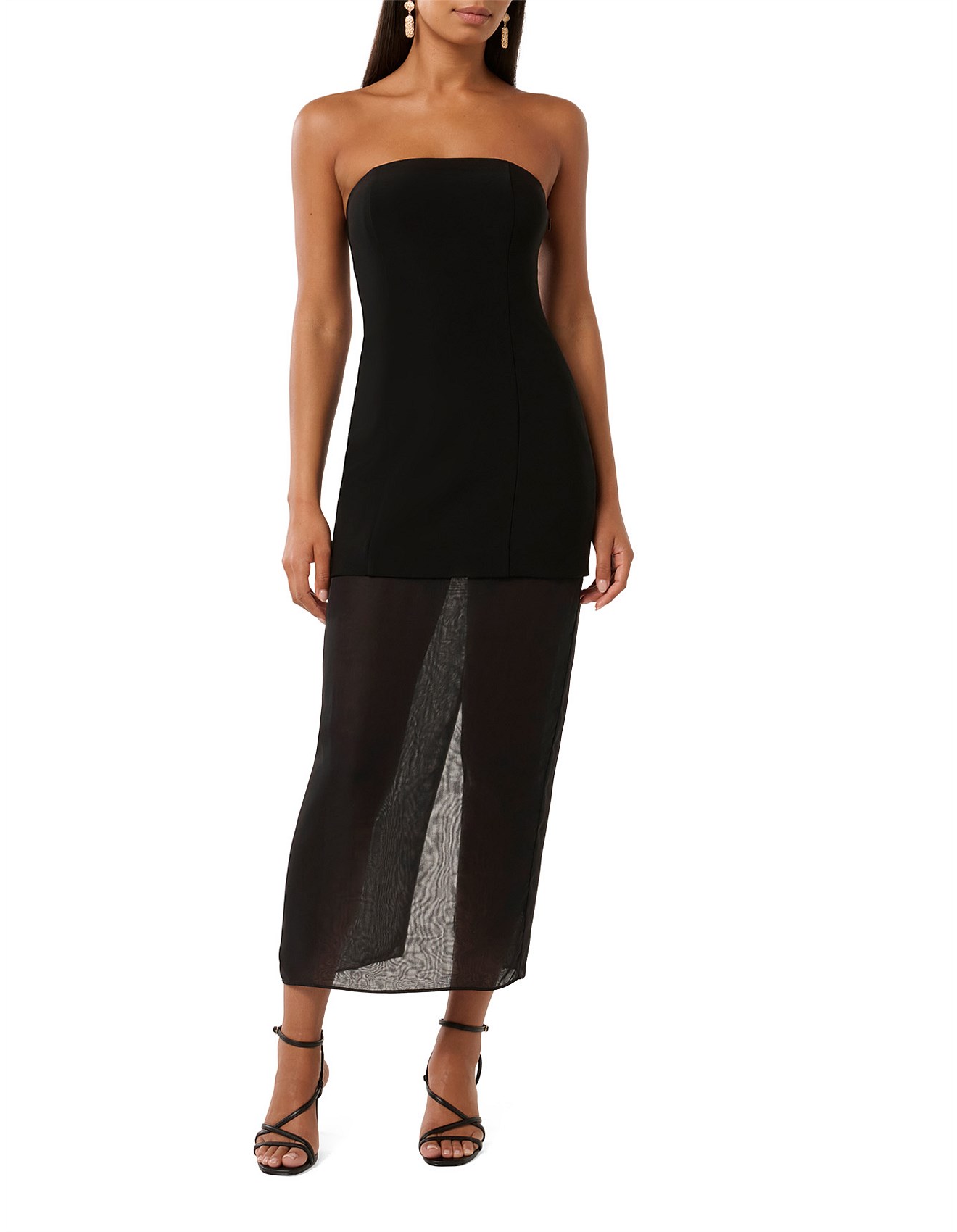 Forever New Pamela Sheer Strapless Midi Dress | David Jones