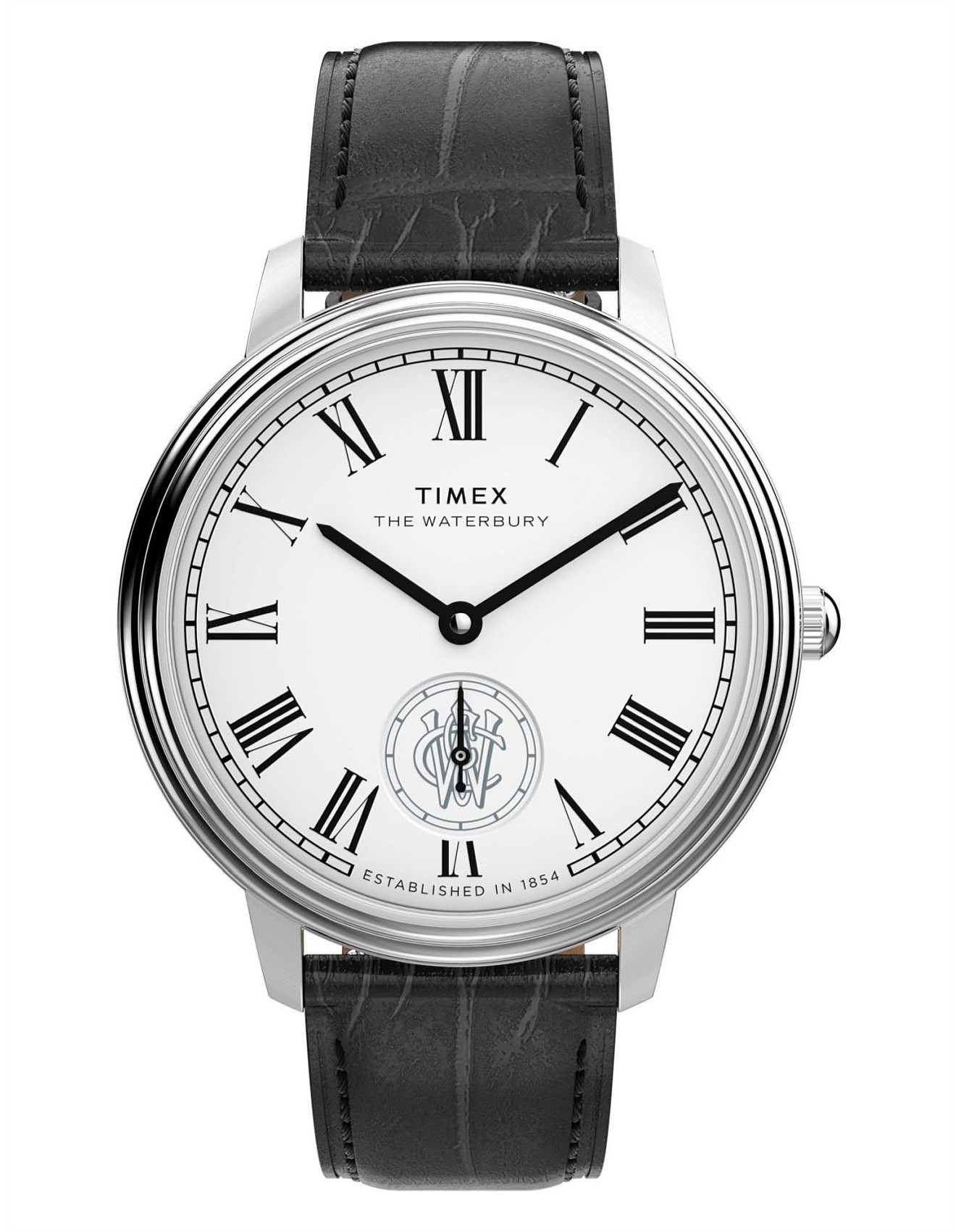 Timex Timex Waterbury Sub-second Black Leather Strap Watch | David Jones
