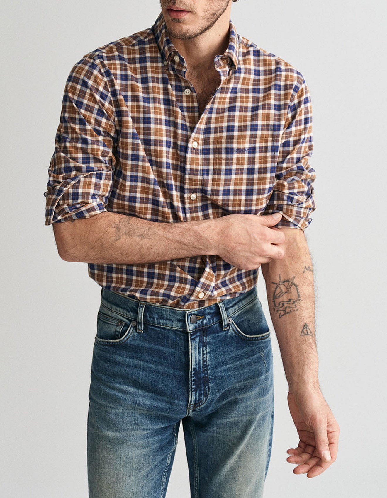 Gant Regular Fit Checked Light Twill Shirt | David Jones