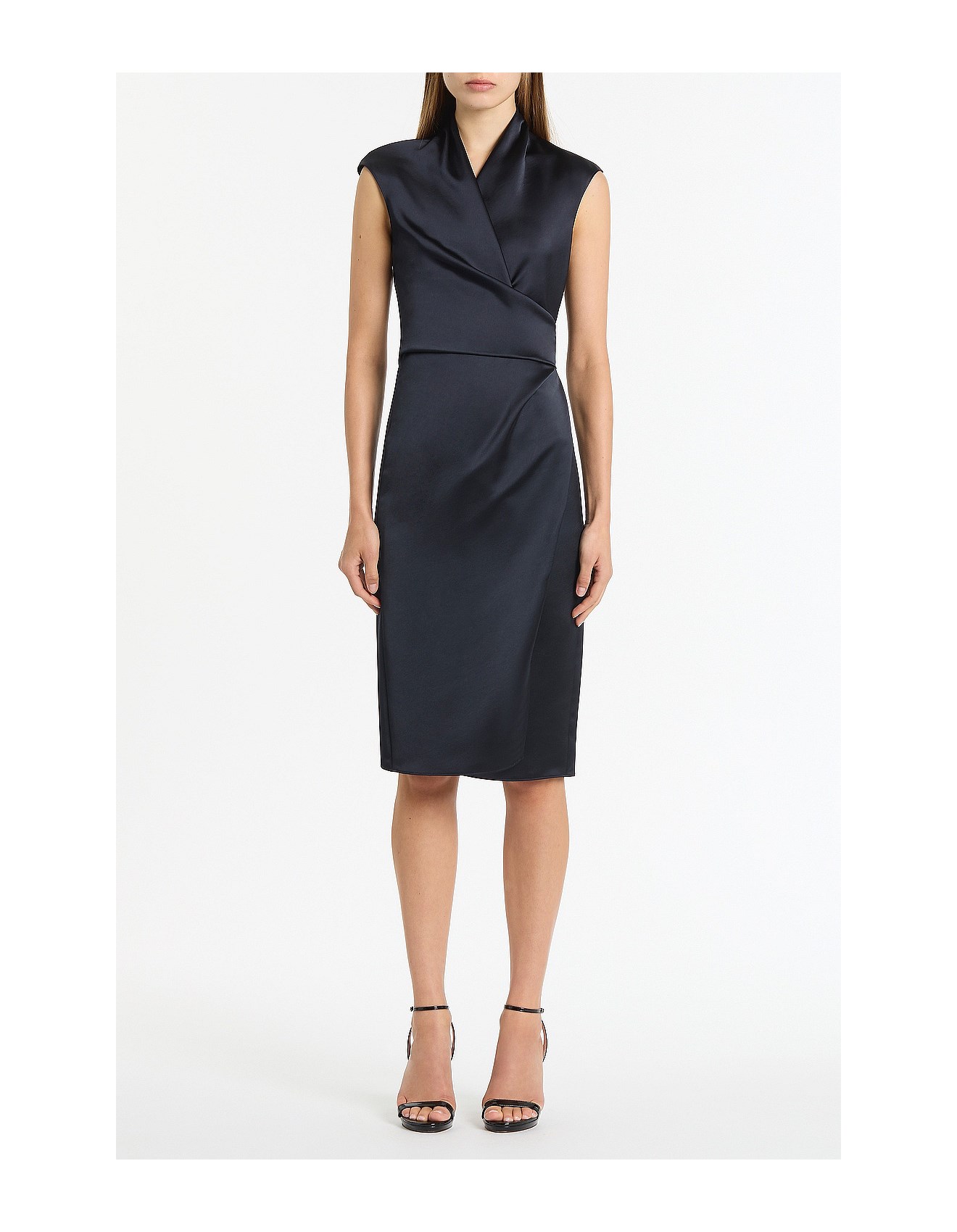 Carla Zampatti Ink Satin Wrap Dress | David Jones