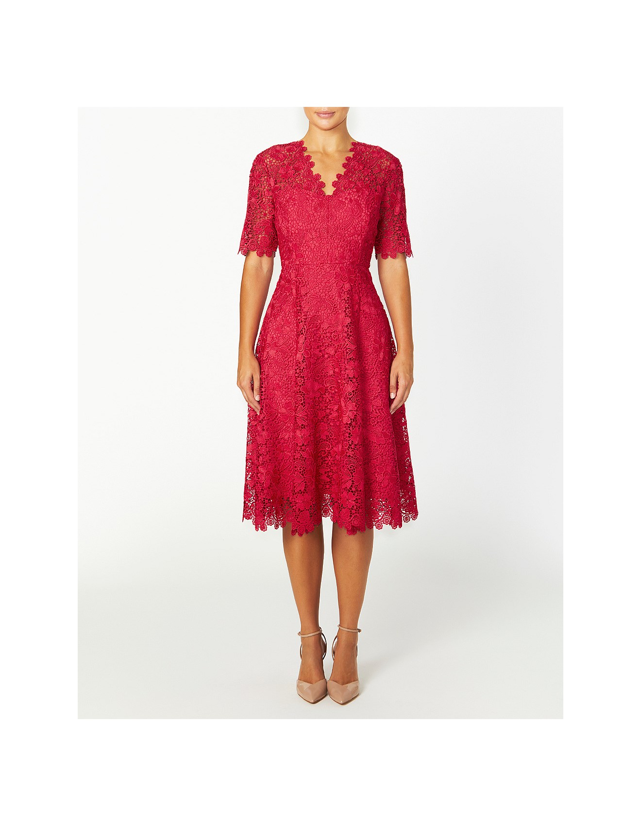 Anthea Crawford Emily Raspberry Lace Dress | David Jones