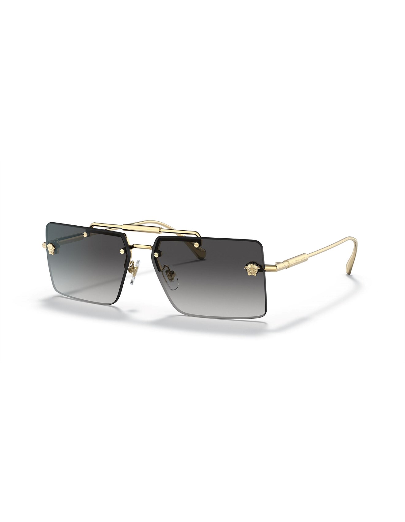 Versace Rectangle Gold Grey Gradient Sunglasses | David Jones