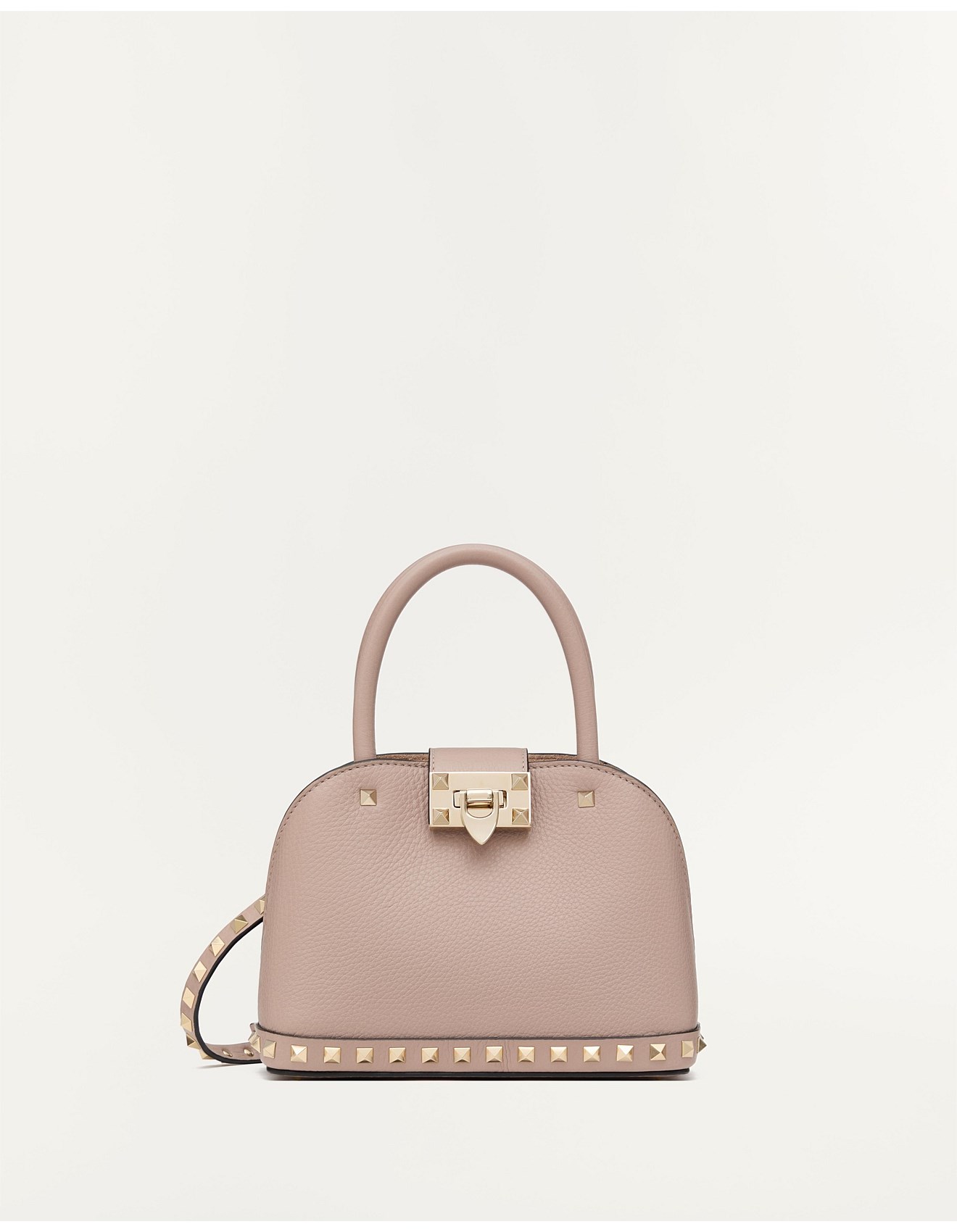 Valentino Rockstud Double Handle Bag In Grainy Calfskin Leather | David ...