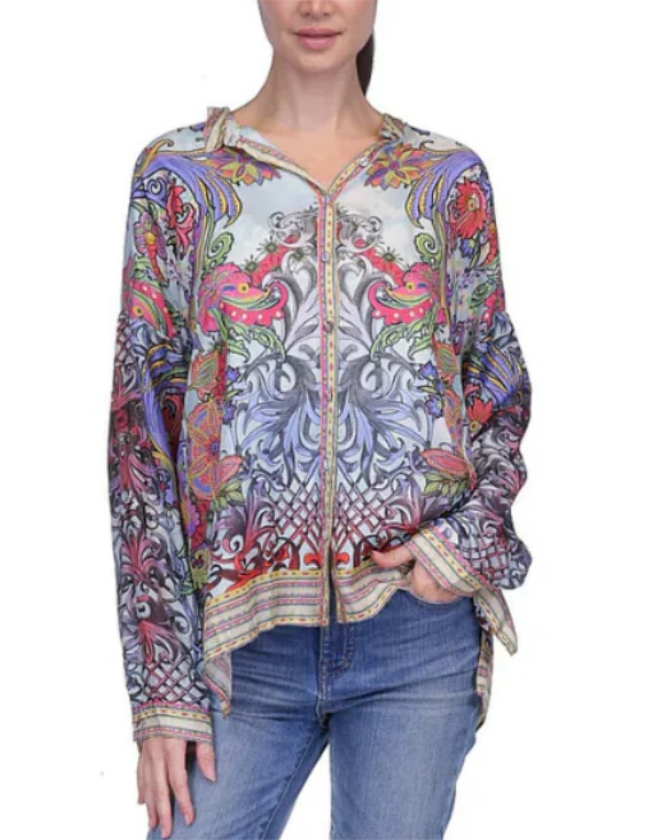 Johnny Was Audrey Oversized Blouse -Akai | David Jones