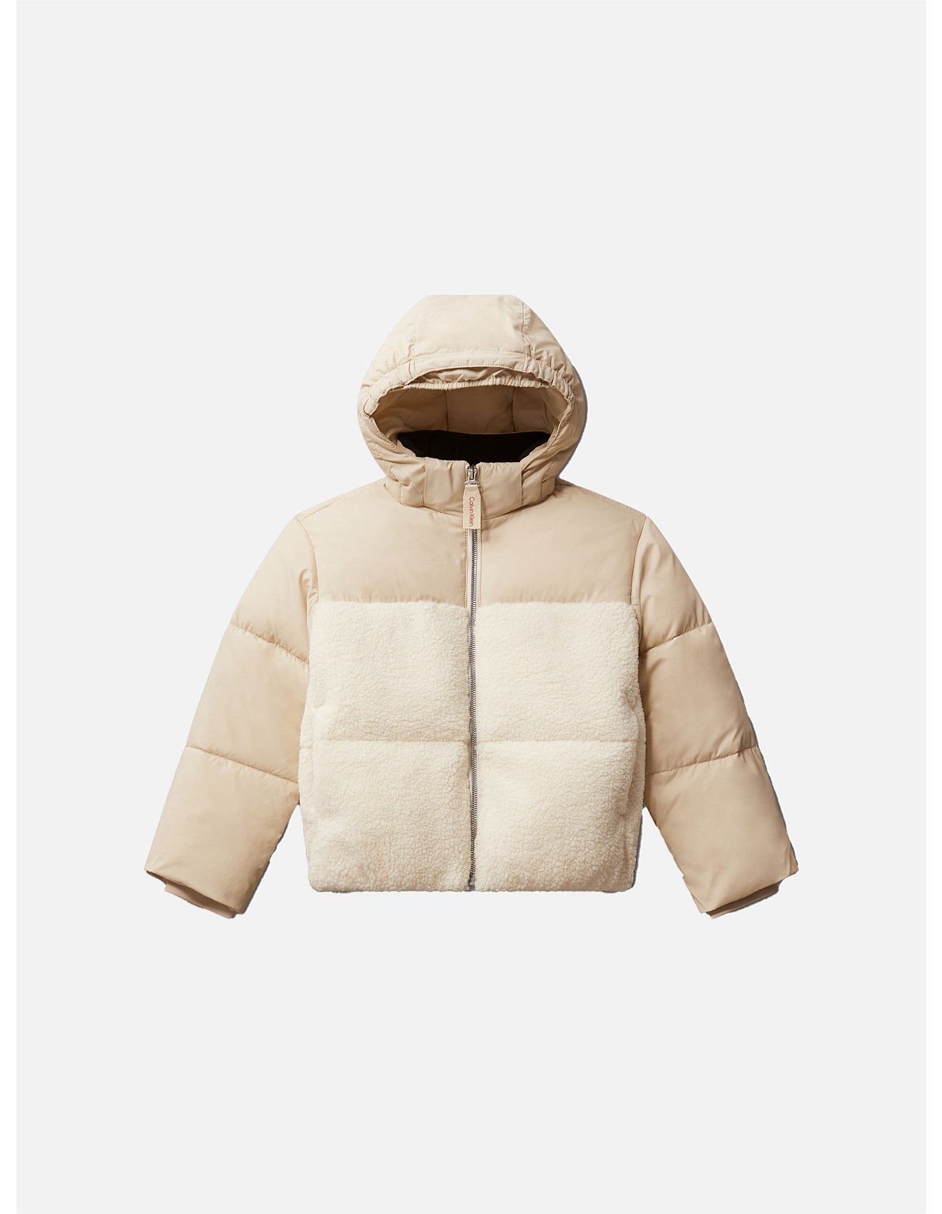 Calvin Klein Kids Mix Media Teddy Puffer Jacket | David Jones