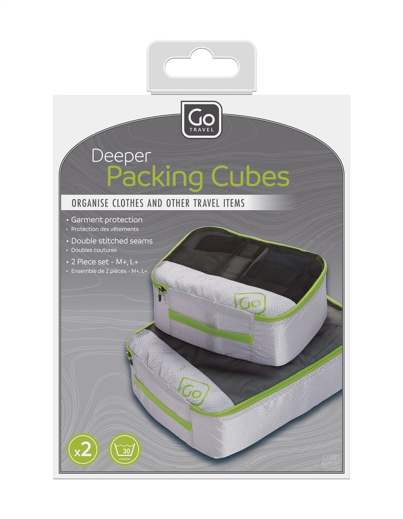 Go Travel Deep Packing Cubes Set Of 2 Green | David Jones