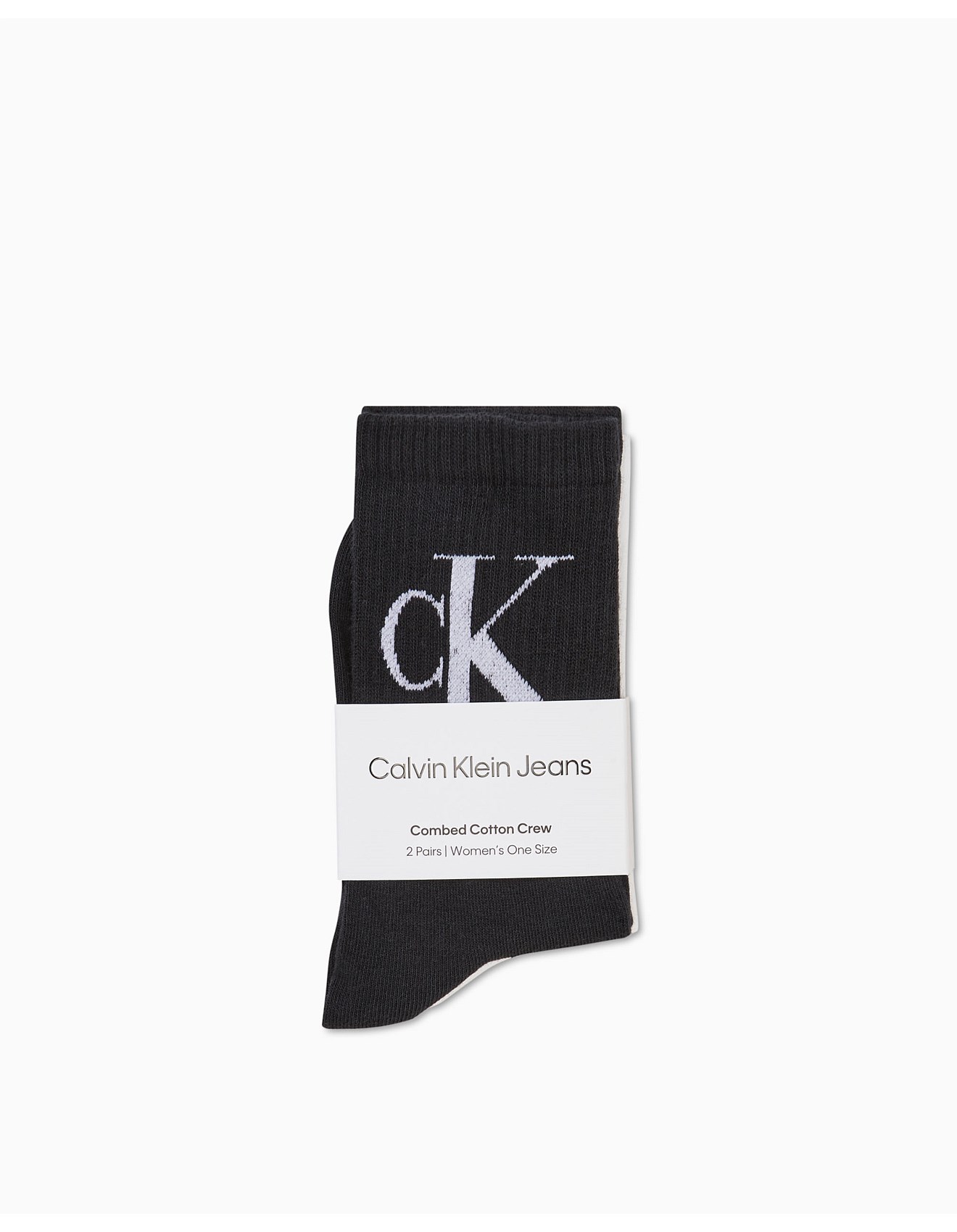 Calvin Klein Monogram Logo Cushion Crew 2pk Sock | David Jones