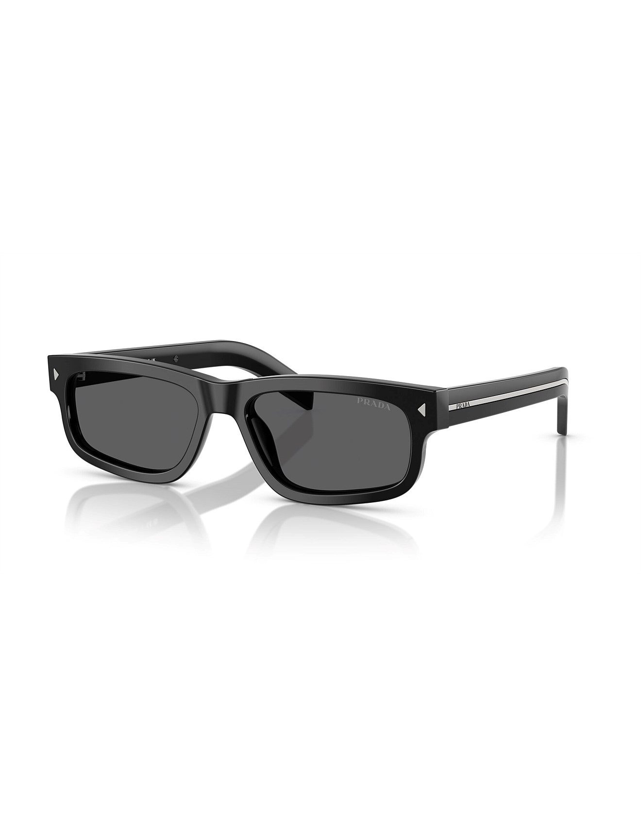 Prada Rectangle Black Dark Grey Sunglasses | David Jones