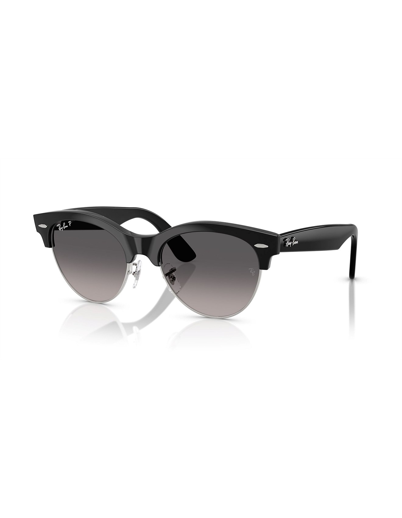 Ray-ban Clubmaster Way Square Black On Silver Grey Grad Sunglasses ...