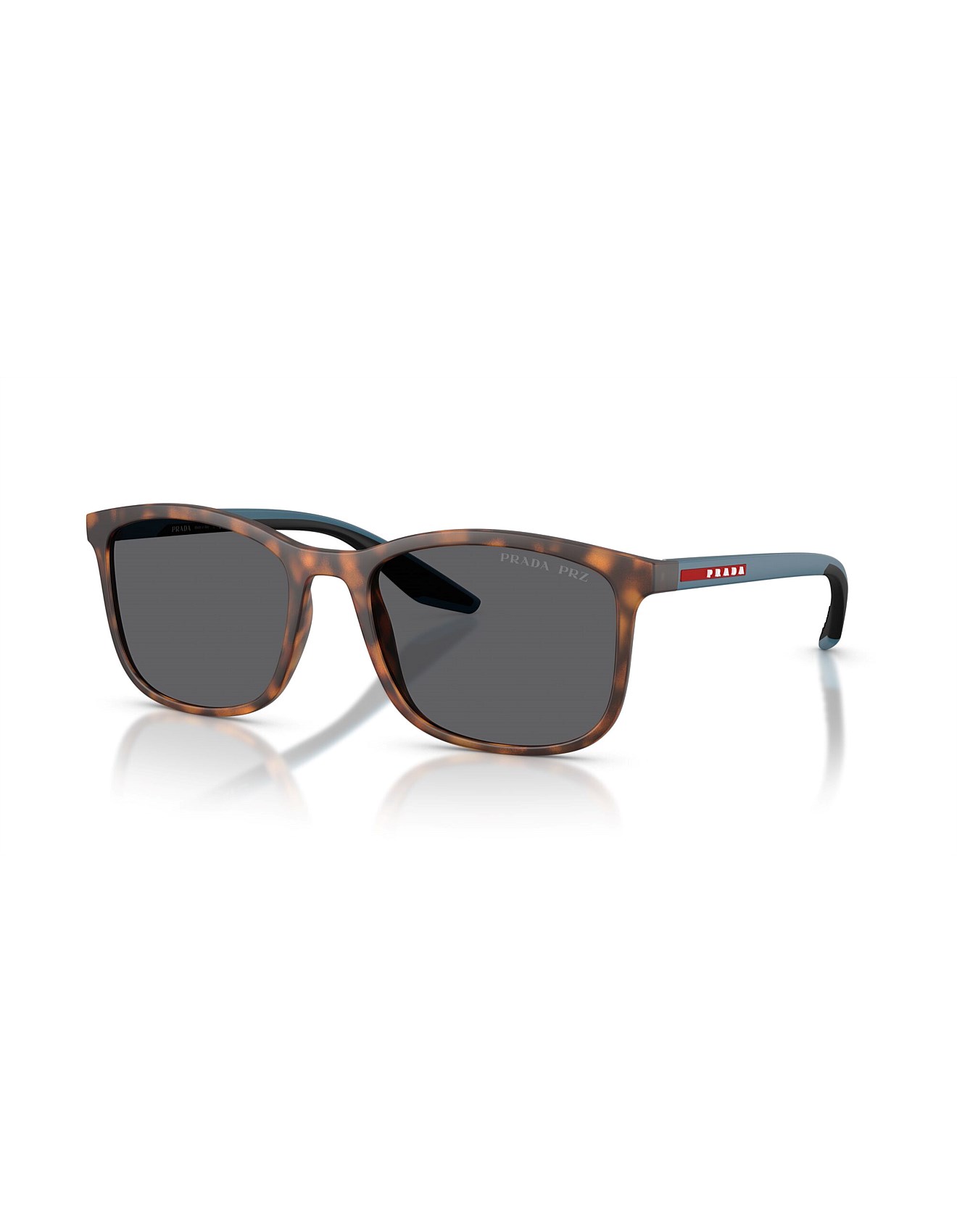 Prada Pillow Havana Rubber Grey Polar Sunglasses | David Jones