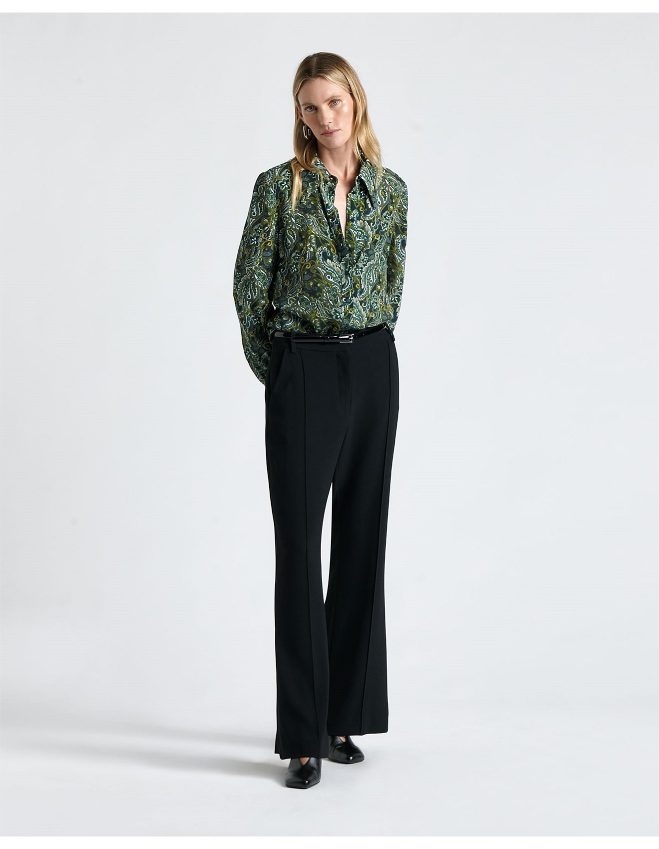 Cue Pin Tuck Detail Flared Pant | David Jones