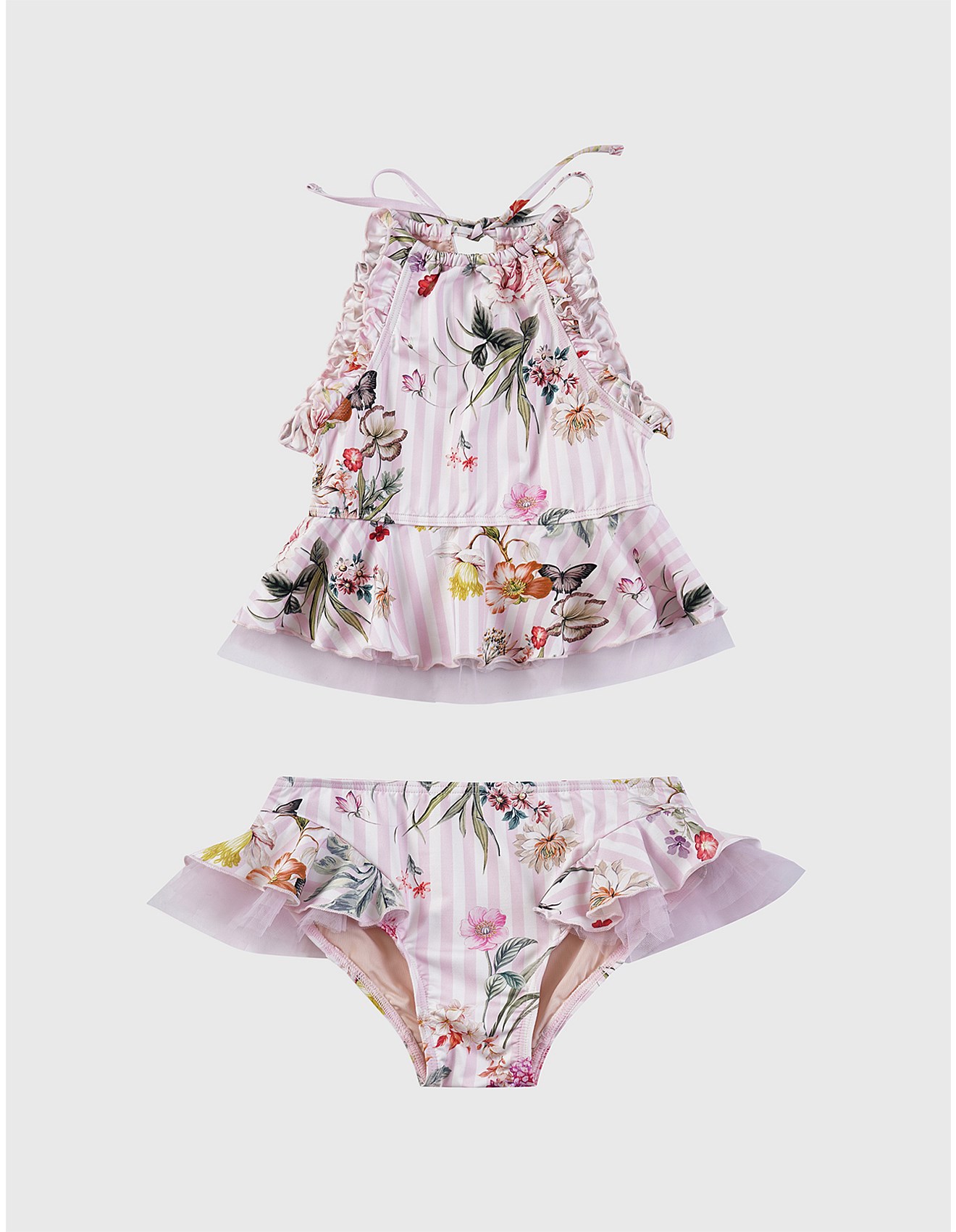 Aqua Blu Flutter Tiered Frill Tankini Set | David Jones