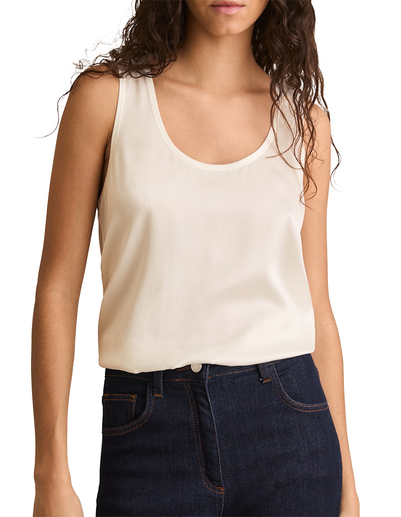 Reiss Ruby Silk-front Cami Tank Top | David Jones