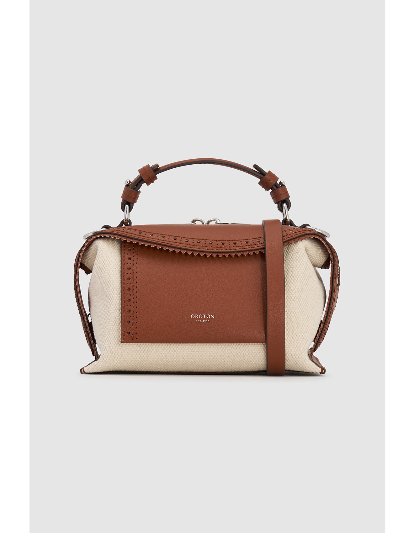 Oroton Mica Mini Bowler Canvas Broguing | David Jones