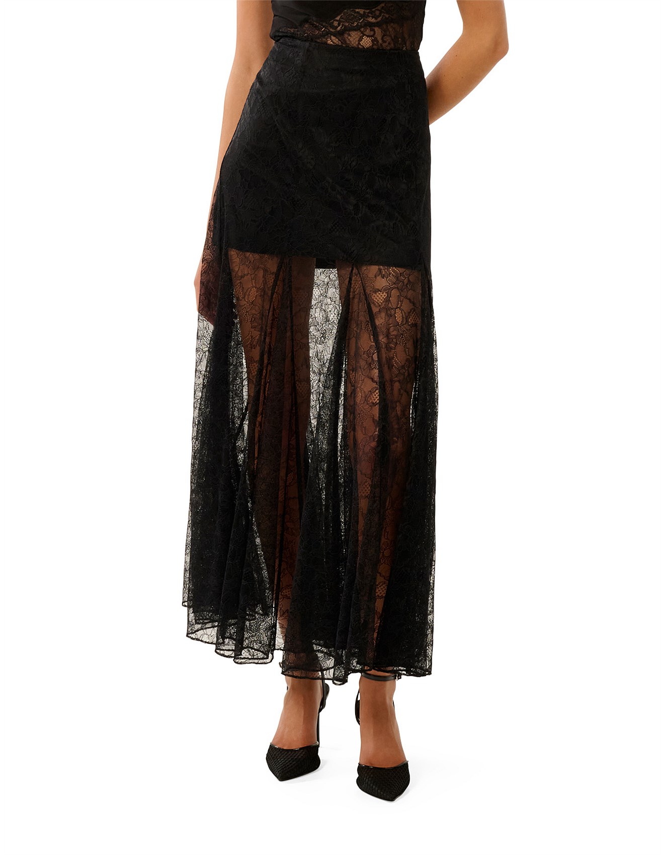 Forever New Mahalia Godet Lace Midi Skirt | David Jones