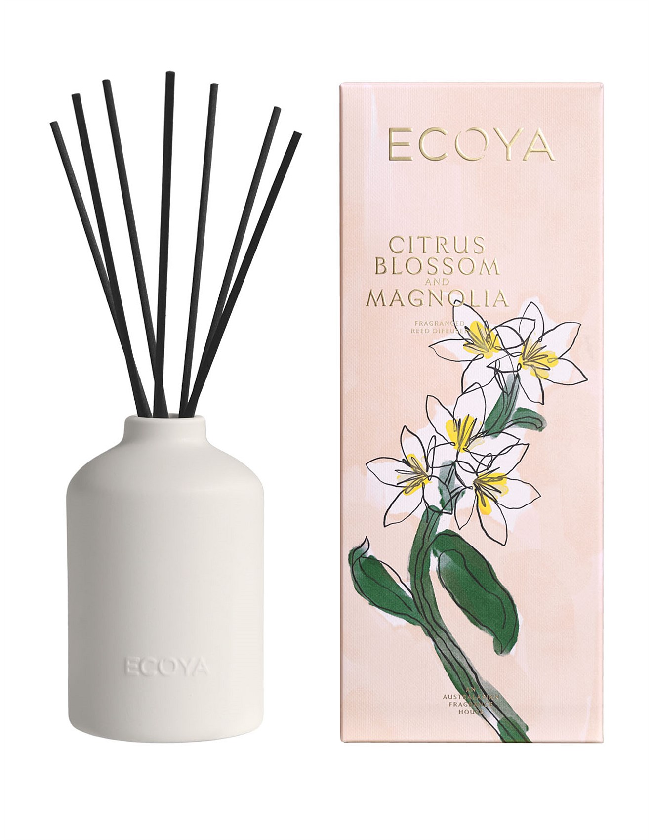 Ecoya Citrus Blossom & Magnolia Ceramic Reed Diffuser 200ml | David Jones