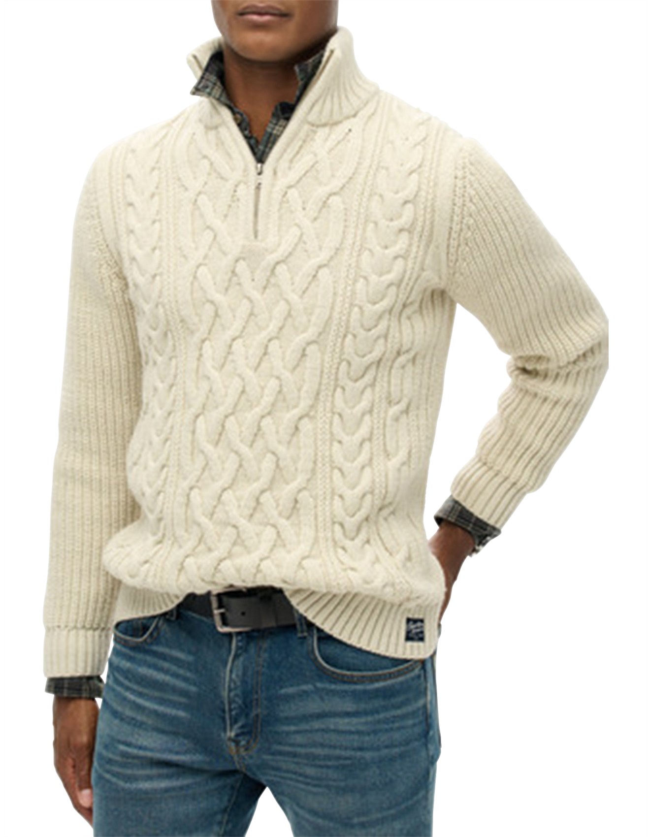 Superdry Jacob Cable Knit Half Zip | David Jones