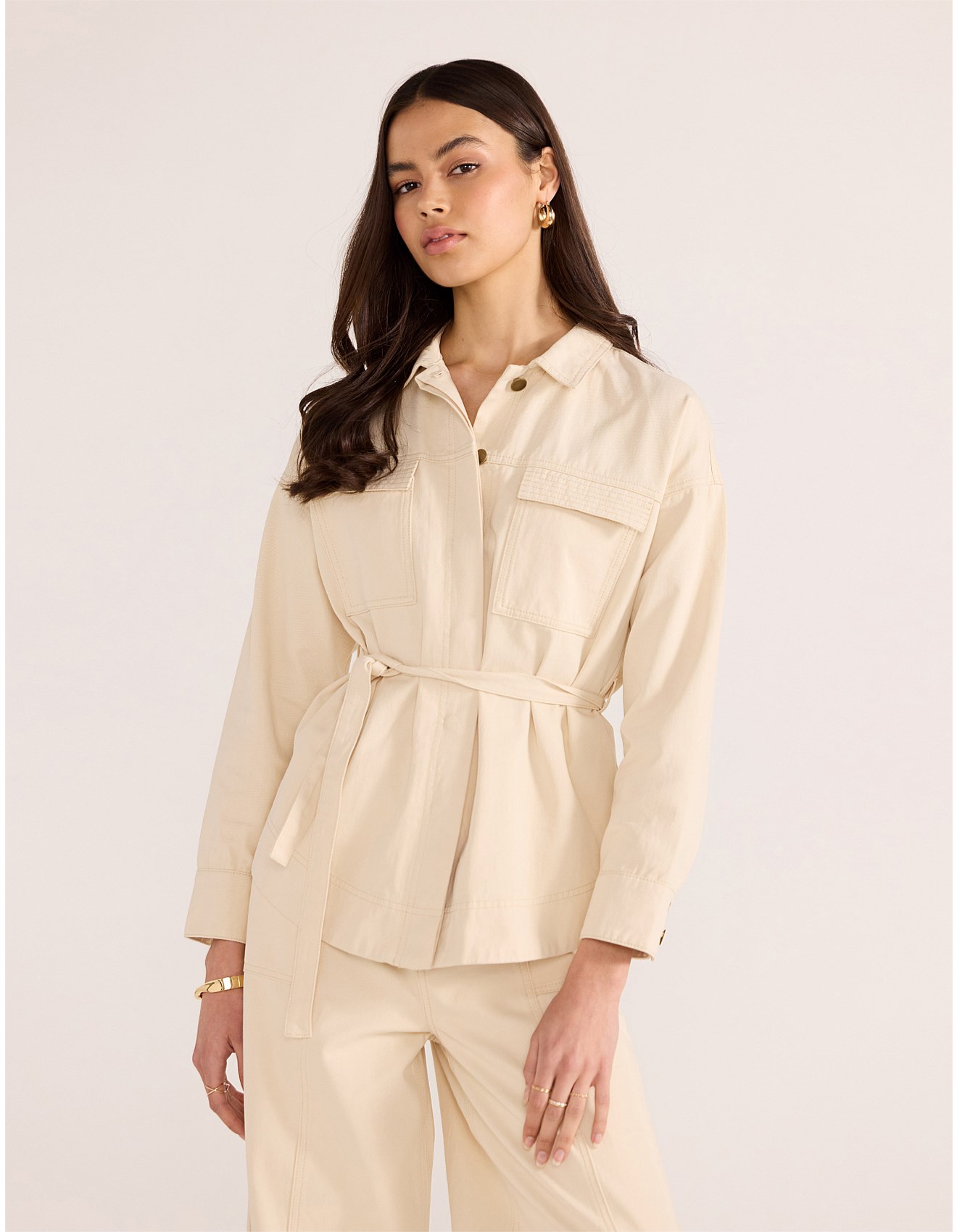 Minkpink Jane Belted Drill Shacket | David Jones