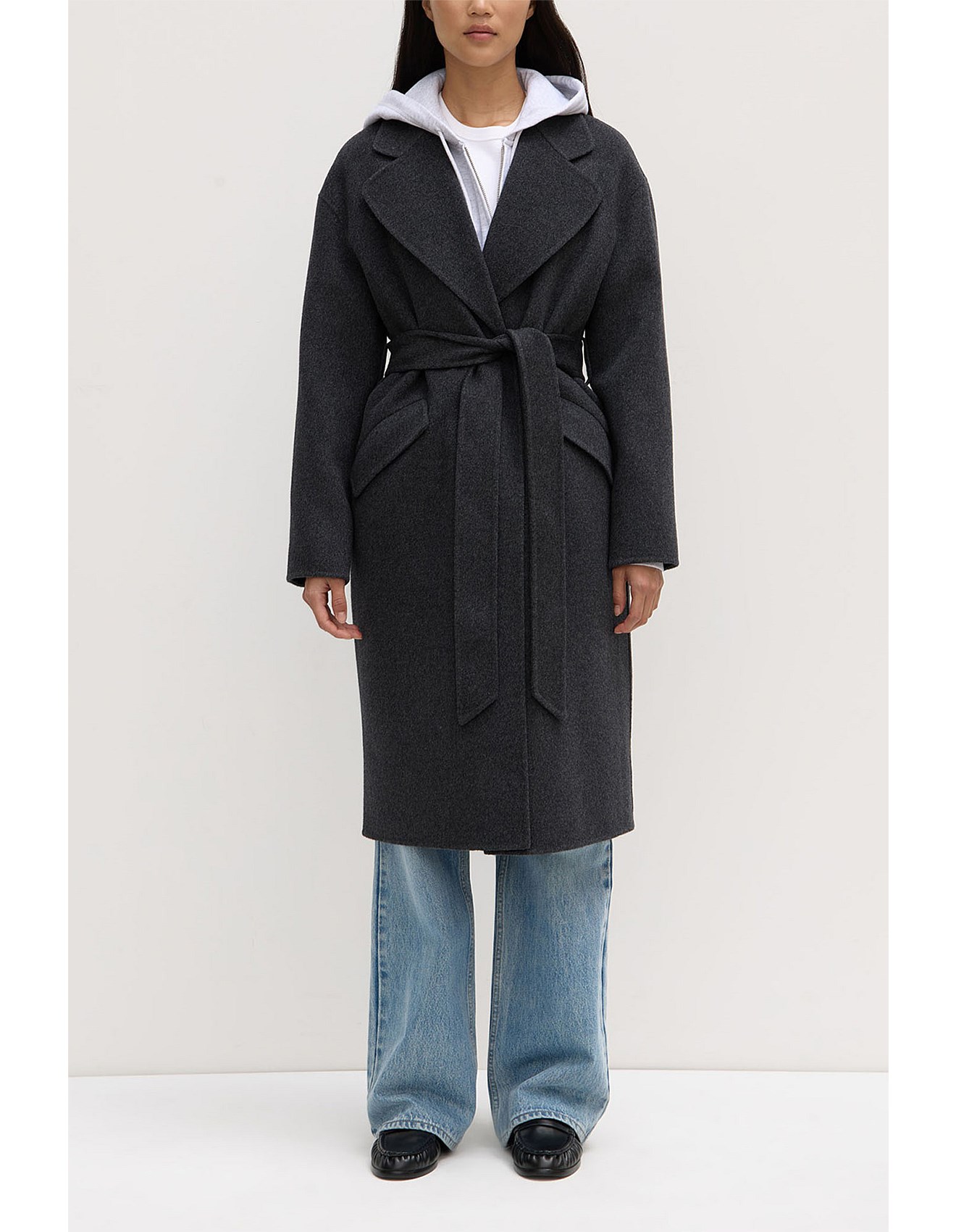 Assembly Label Sadie Single Breasted Wool Coat Charcoal Marle | David Jones