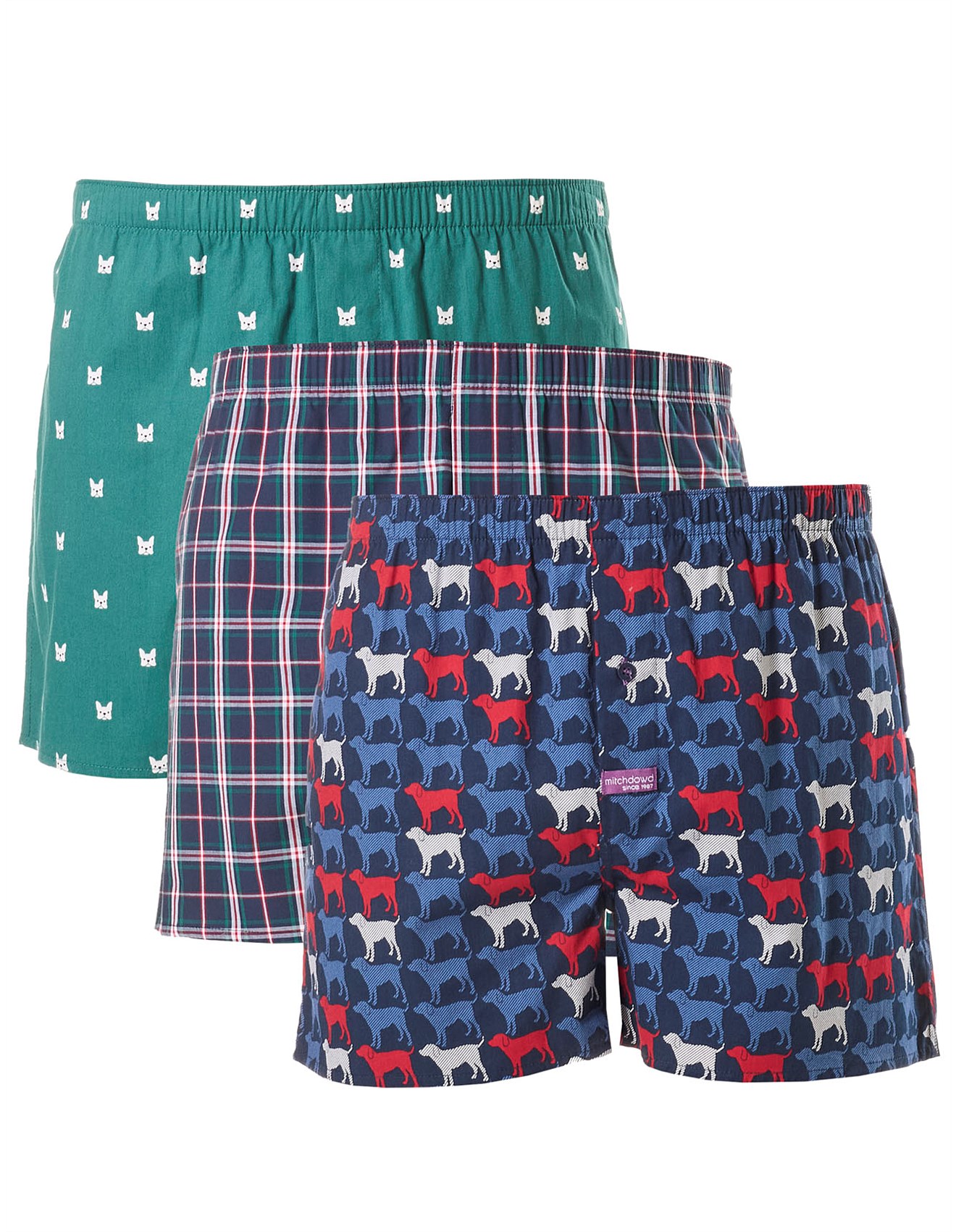 Mitch Dowd Checker Poodle Cotton Boxer 3 Pack | David Jones