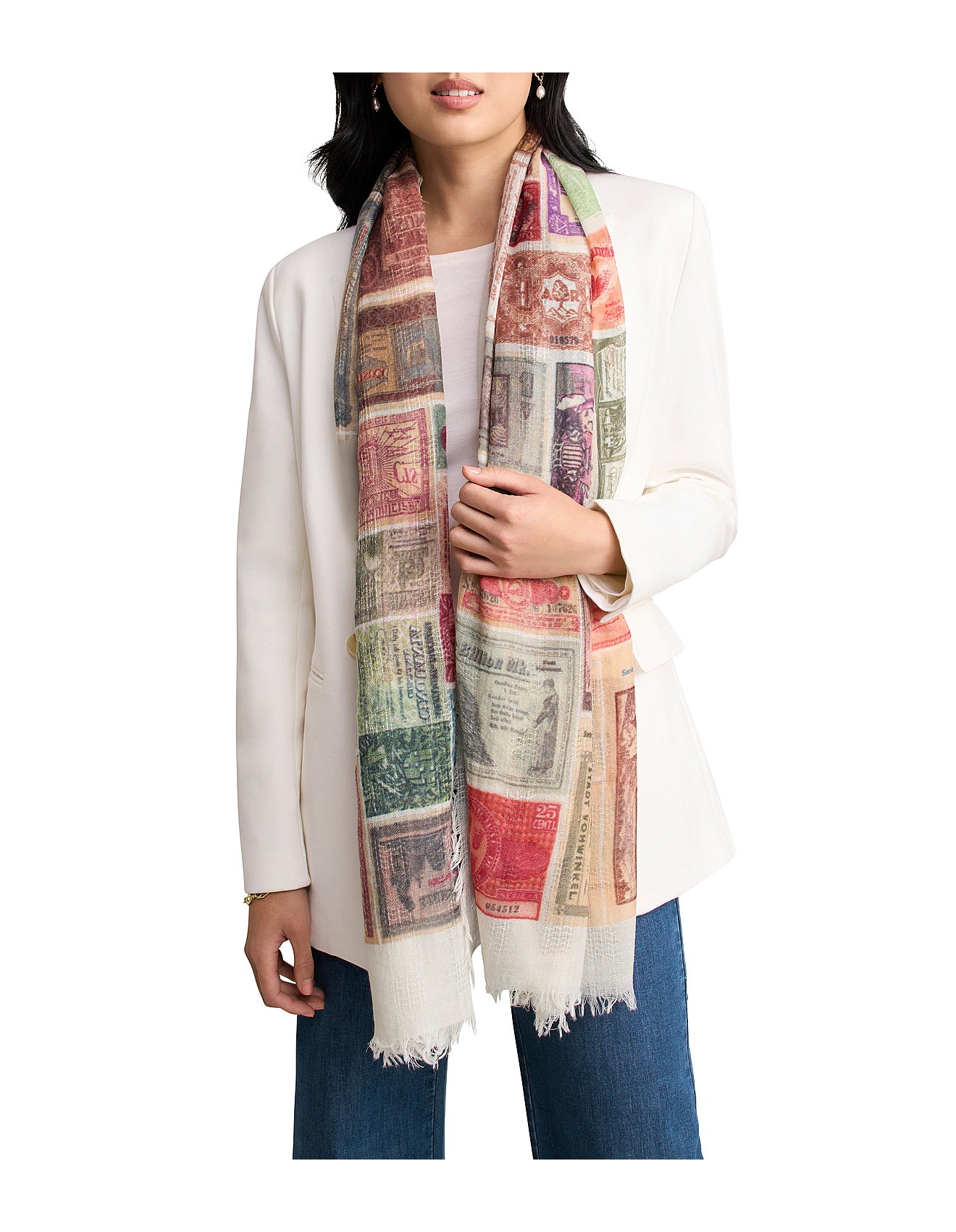 Blue Illusion Vintage Stamp Scarf | David Jones