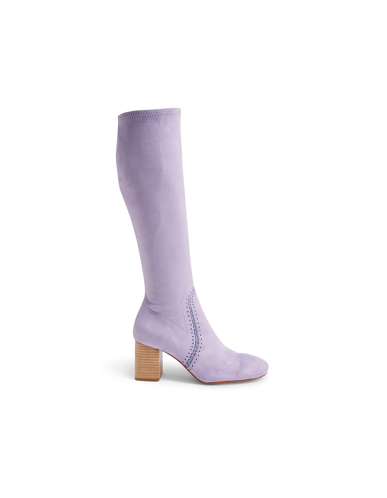 Mollini Sari Violet Stretch Microsuede Knee High Boots | David Jones