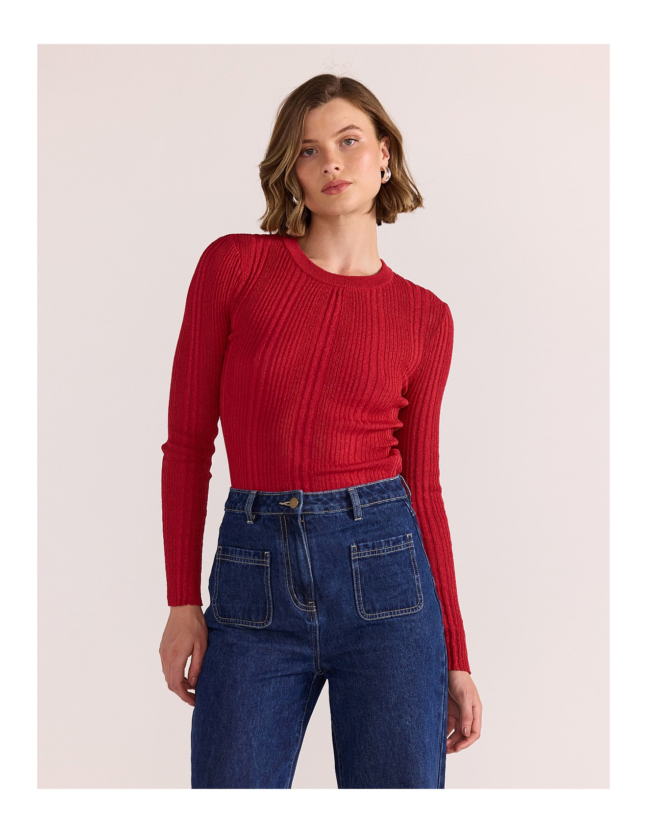 Staple the Label Luna Ribbed Knit Top | David Jones