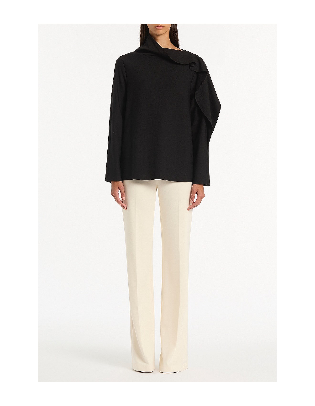 Carla Zampatti Black Ponte Shoulder Detail Top | David Jones
