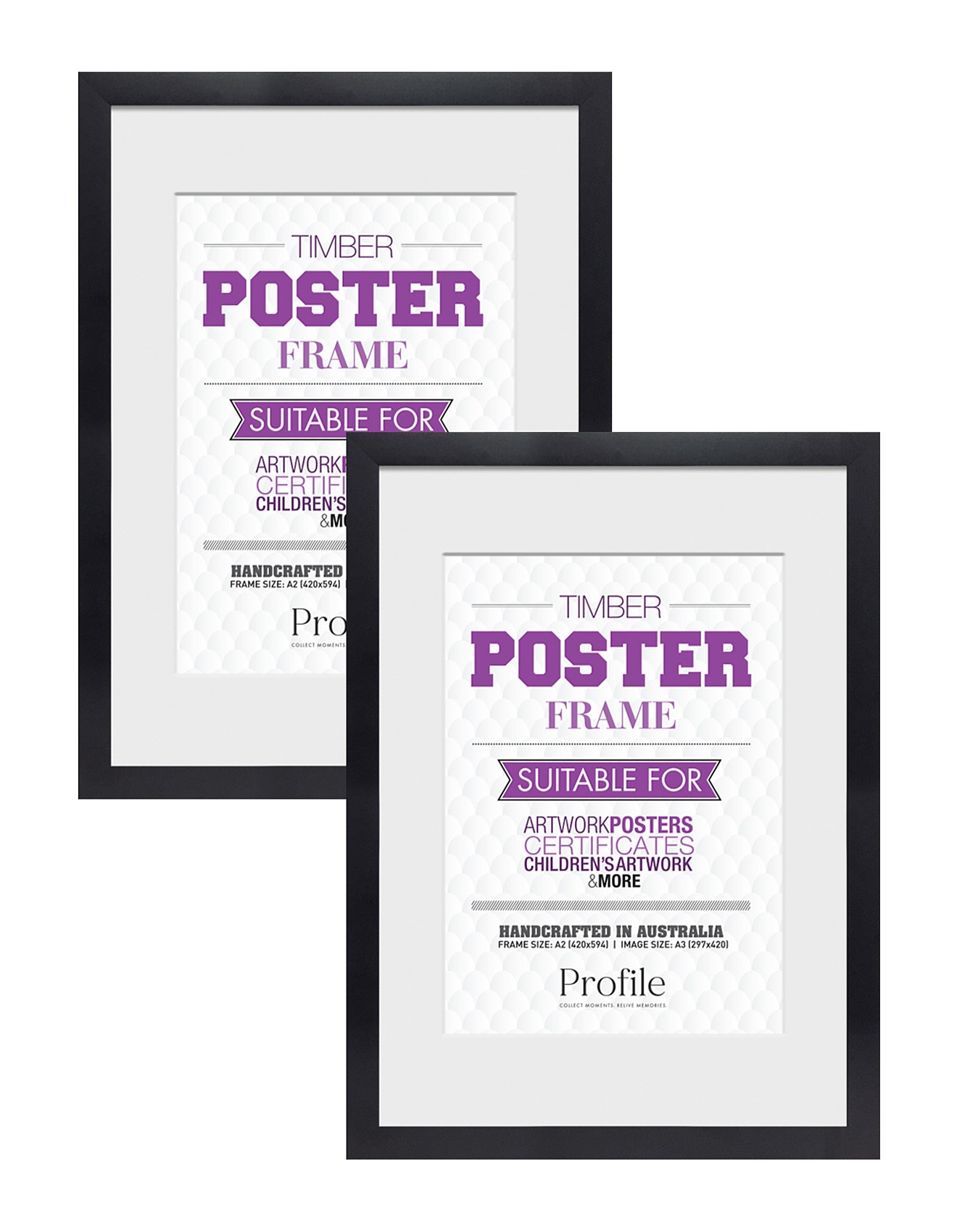 Profile Australian Made Timber Poster Frame A2/a3 Black (2 Pack ...