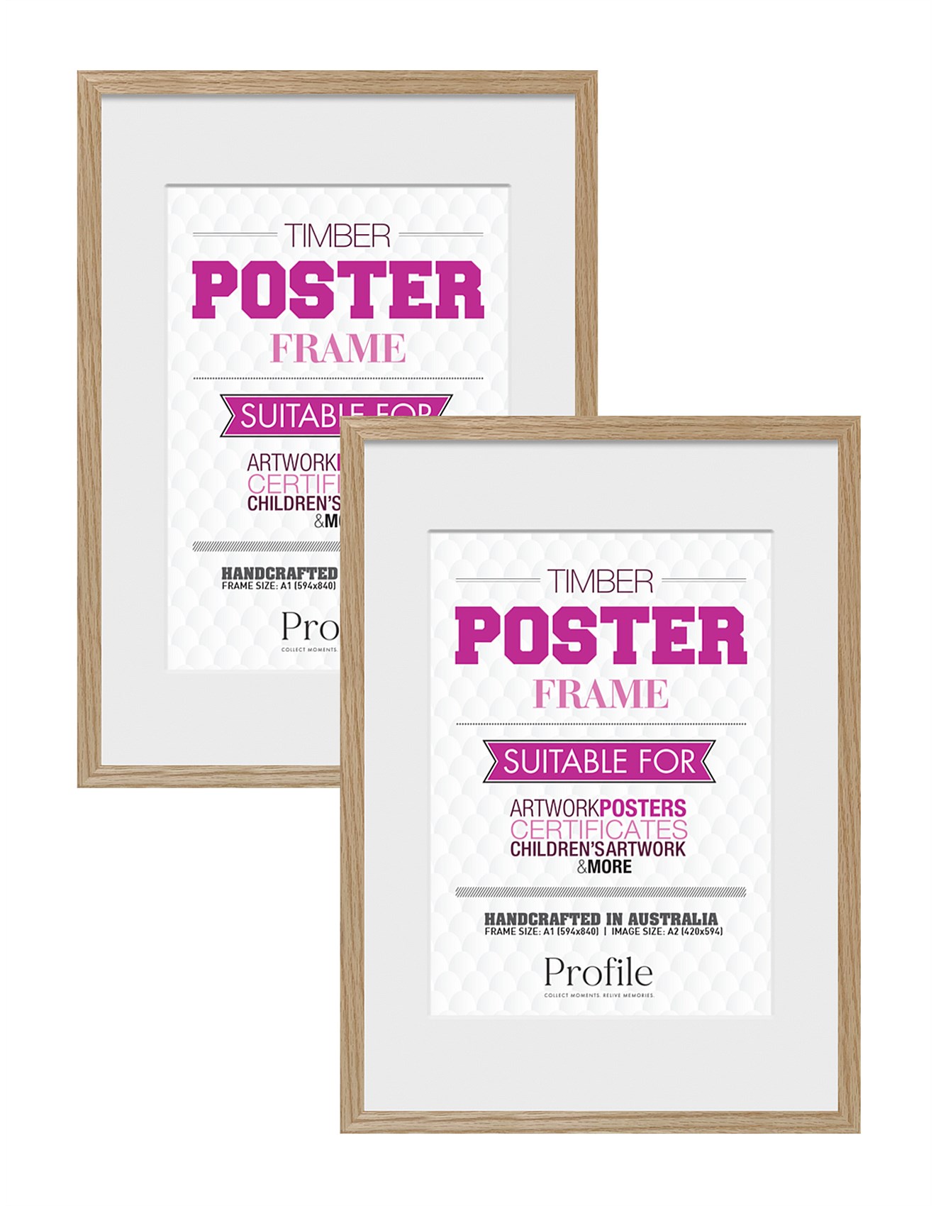 Profile Australian Made Timber Poster Frame A1/a2 Natural Oak (2 Pack ...