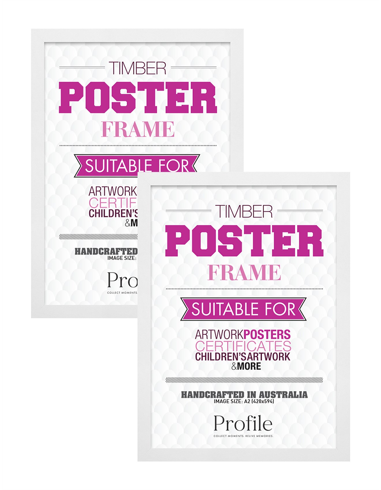 Profile Australian Made Timber Poster Frame A2 White (2 Pack) | David Jones