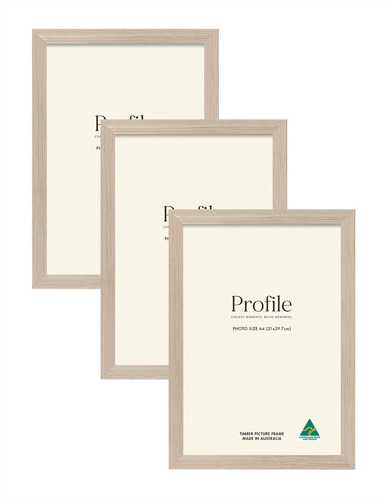 Profile Australian Made Timber Certificate Photo Frame A4 Polar Birch (3 Pack) | David Jones