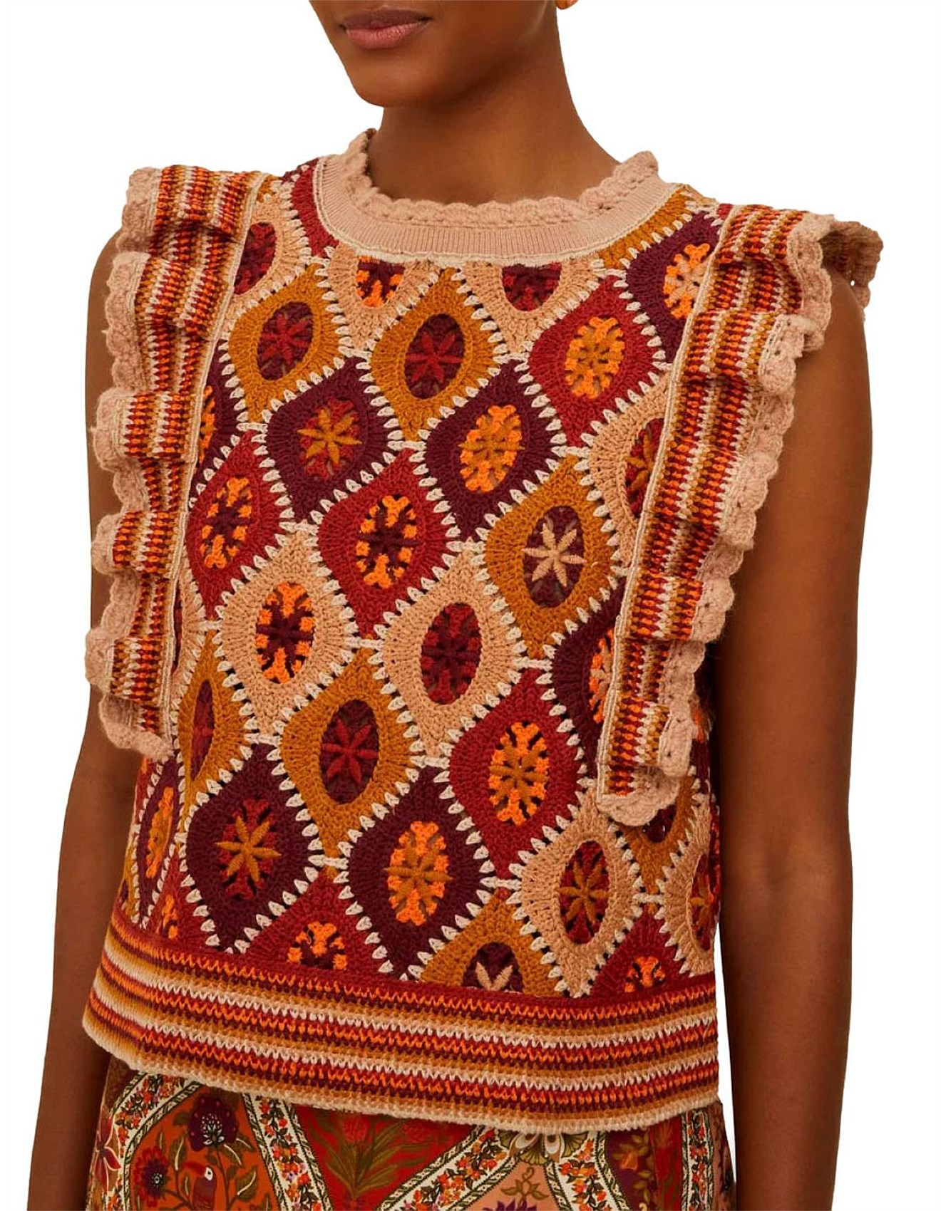 Farm Rio Ruffles Crochet Vest | David Jones